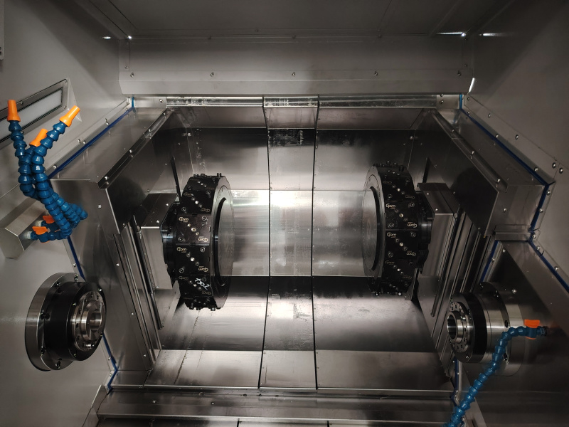 WU800 7 Axes Interpolate Y-Axis Dual Electric Spindle Dual Upper Power Turret Machine